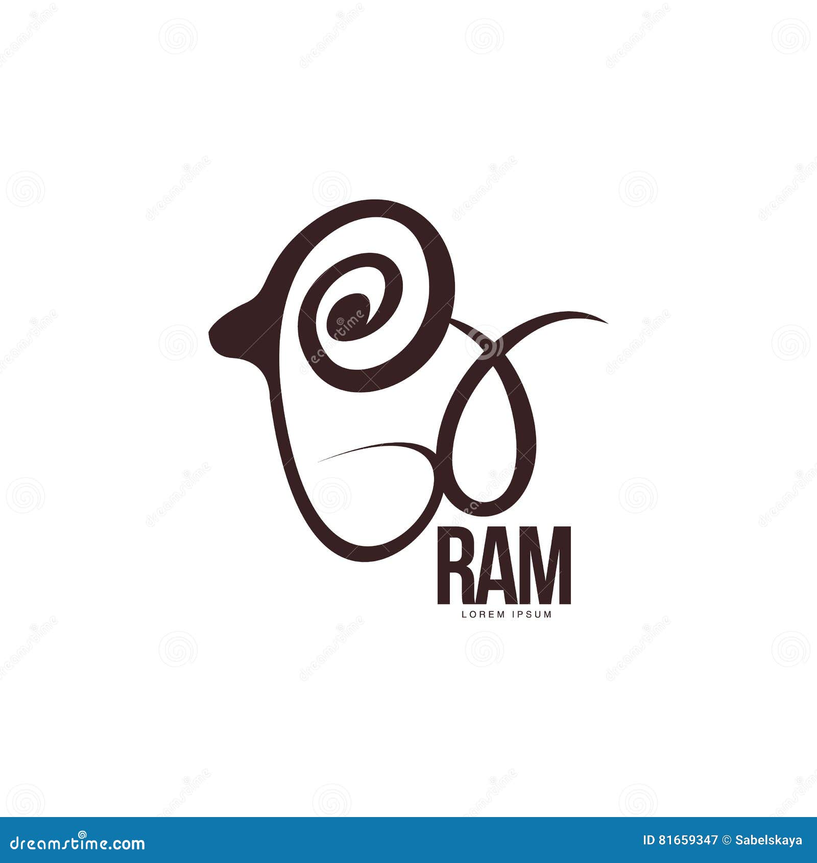Stylized Ram, Sheep, Lamb Outline Graphic Logo Template Stock Vector ...