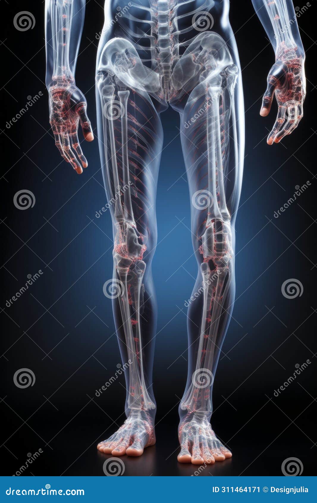 Stylized X-ray Image of Human Lower and Upper Limb Extremities, Medical ...