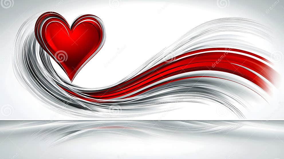 Stylized Red Heart with Flowing Lines Stock Photo - Image of vector ...