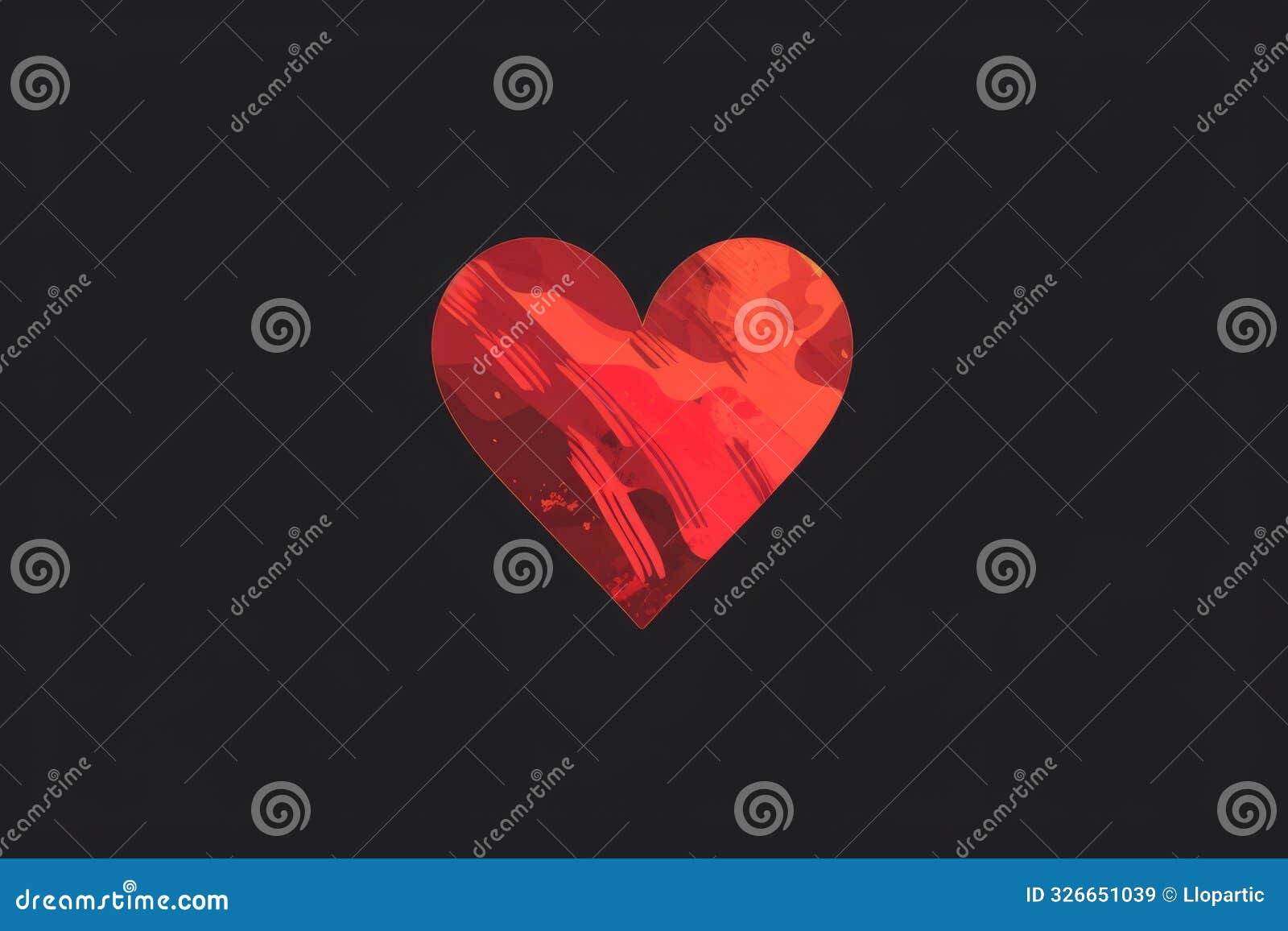 Stylized Red Heart Icon with Gradient Shading on a Dark Circular ...