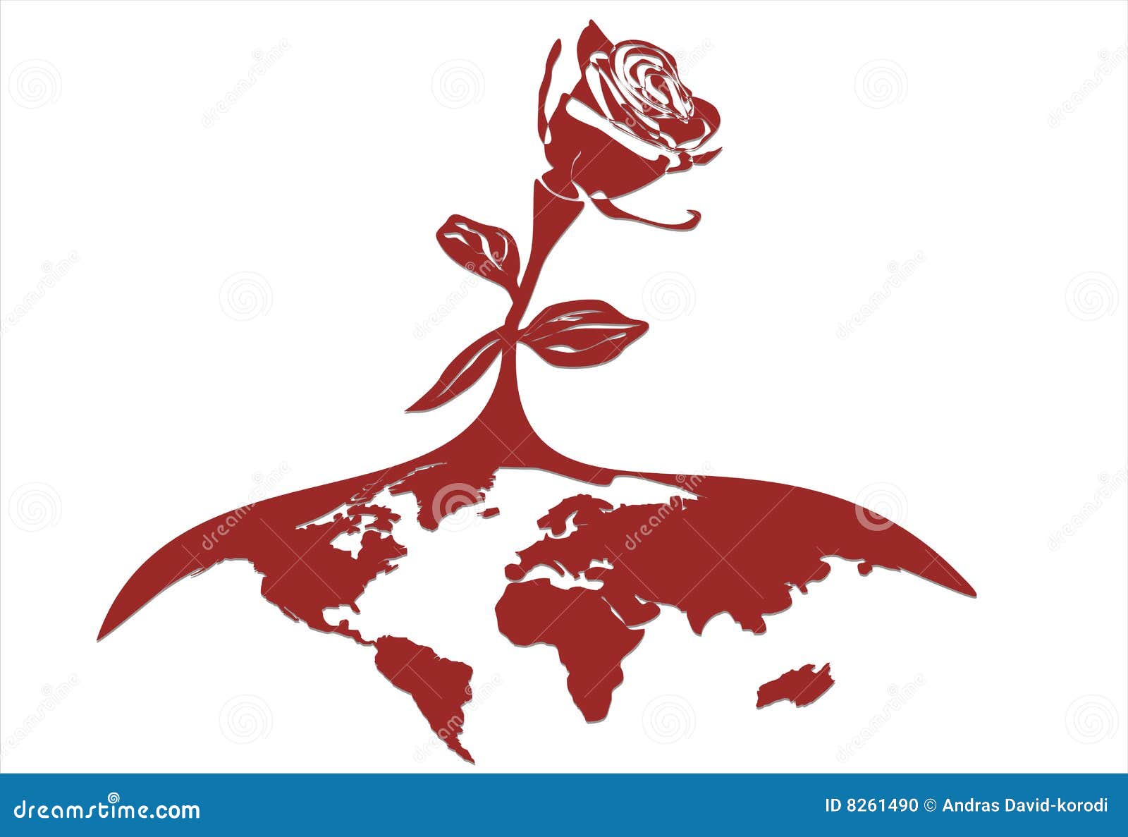 Stylized Red Rose on the Globe Stock Vector - Illustration of asia ...