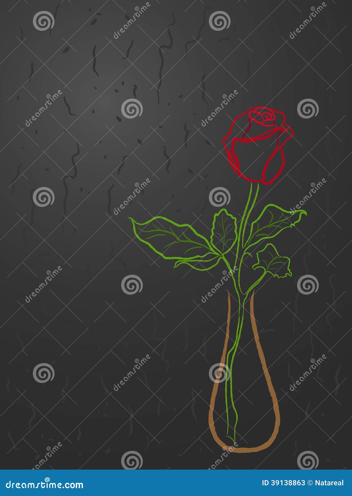 Stylized Red Rose in a Vase Over Grey Stock Vector - Illustration of ...