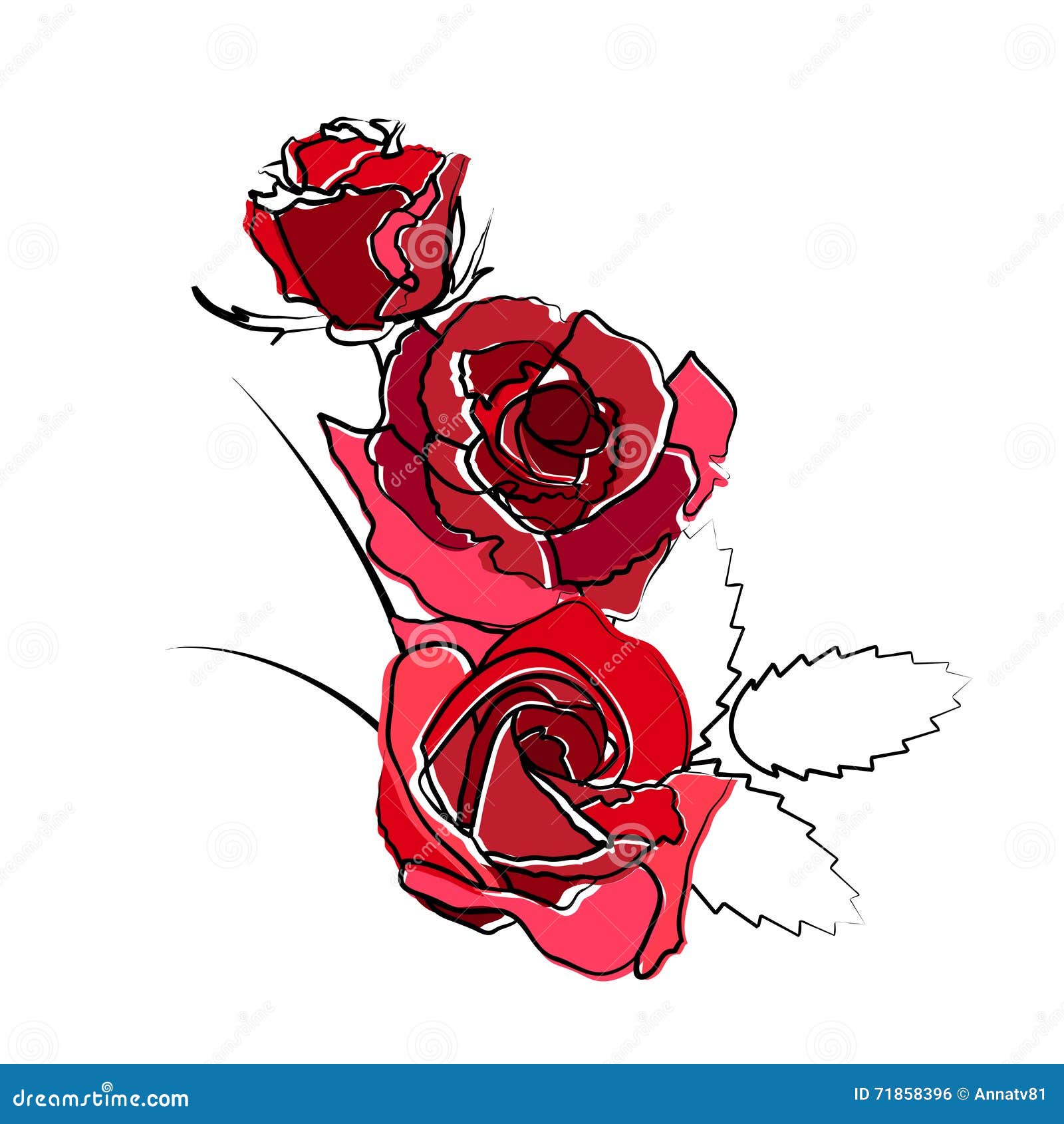 Stylized Red Roses on White Stock Vector - Illustration of clipart ...
