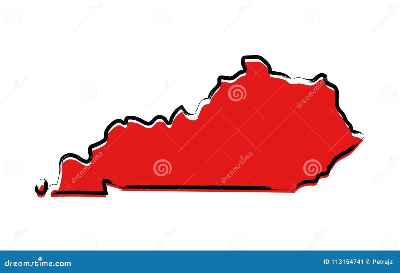 Red sketch map of Kentucky stock vector. Illustration of states - 113154741