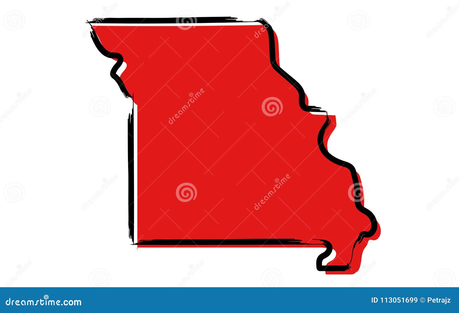 Red sketch map of Missouri stock vector. Illustration of brush - 113051699