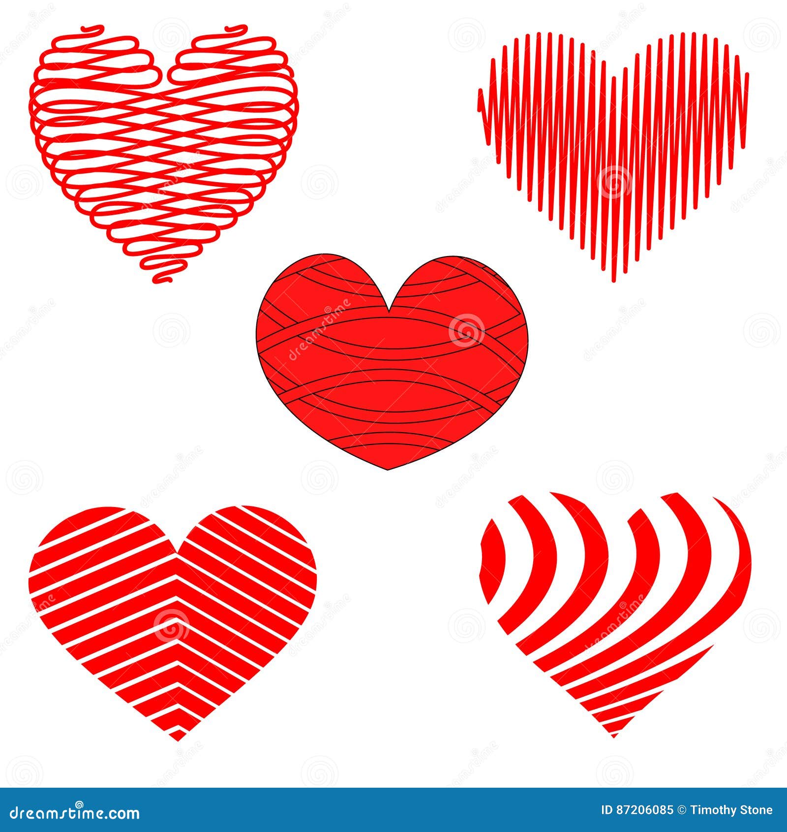 Stylized Red and White Heart Patterns Stock Vector - Illustration of ...