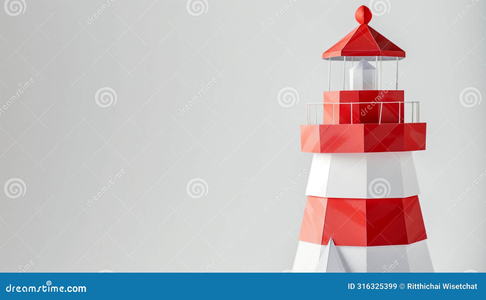 A Stylized Red and White Striped Lighthouse Model with a Simple ...
