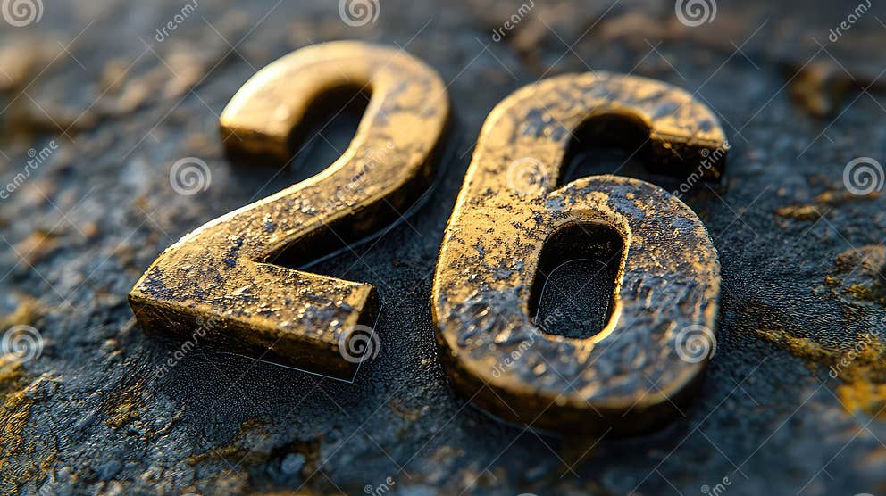 Stylized Reflective Representation of the Numbers 26 in a Sleek ...
