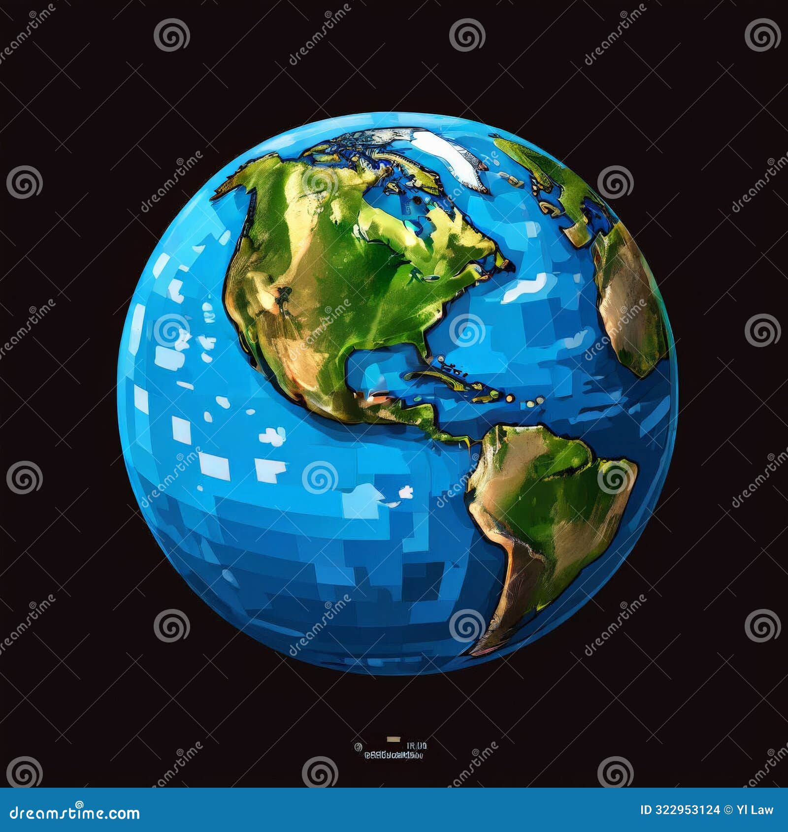 Stylized Rendering of Earth Globe the Generative AI Stock Illustration ...