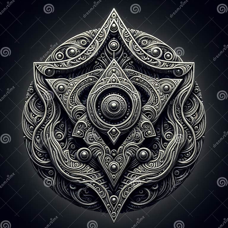 A Stylized Representation of a Ancient Mystical Symbol with a Fo Stock ...