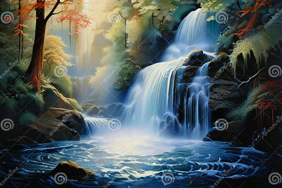 A Stylized Representation of a Beautiful Sparkling Waterfall Wit Stock ...