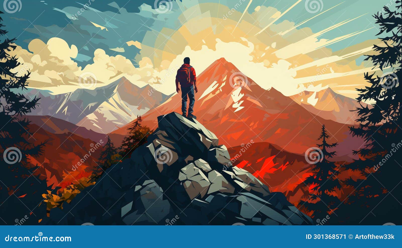 A Stylized Representation of a Person Climbing a Mountain or Reaching ...