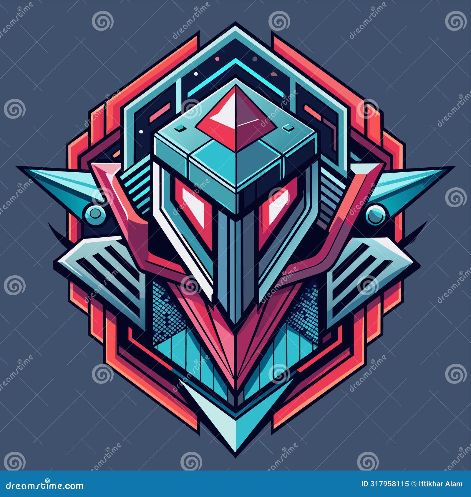 A Stylized Representation of a Robot Head with Sleek Geometric Features ...