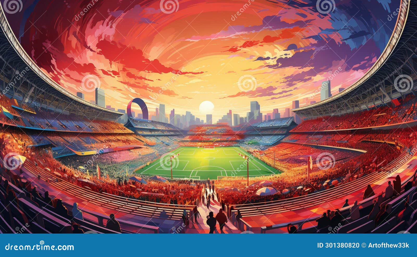 A Stylized Representation of a Sports Arena with Multiple Teams Playing ...