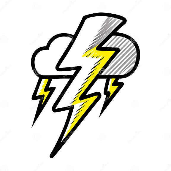 A Stylized Representation of a Storm Features a Gray Cloud with Bold ...