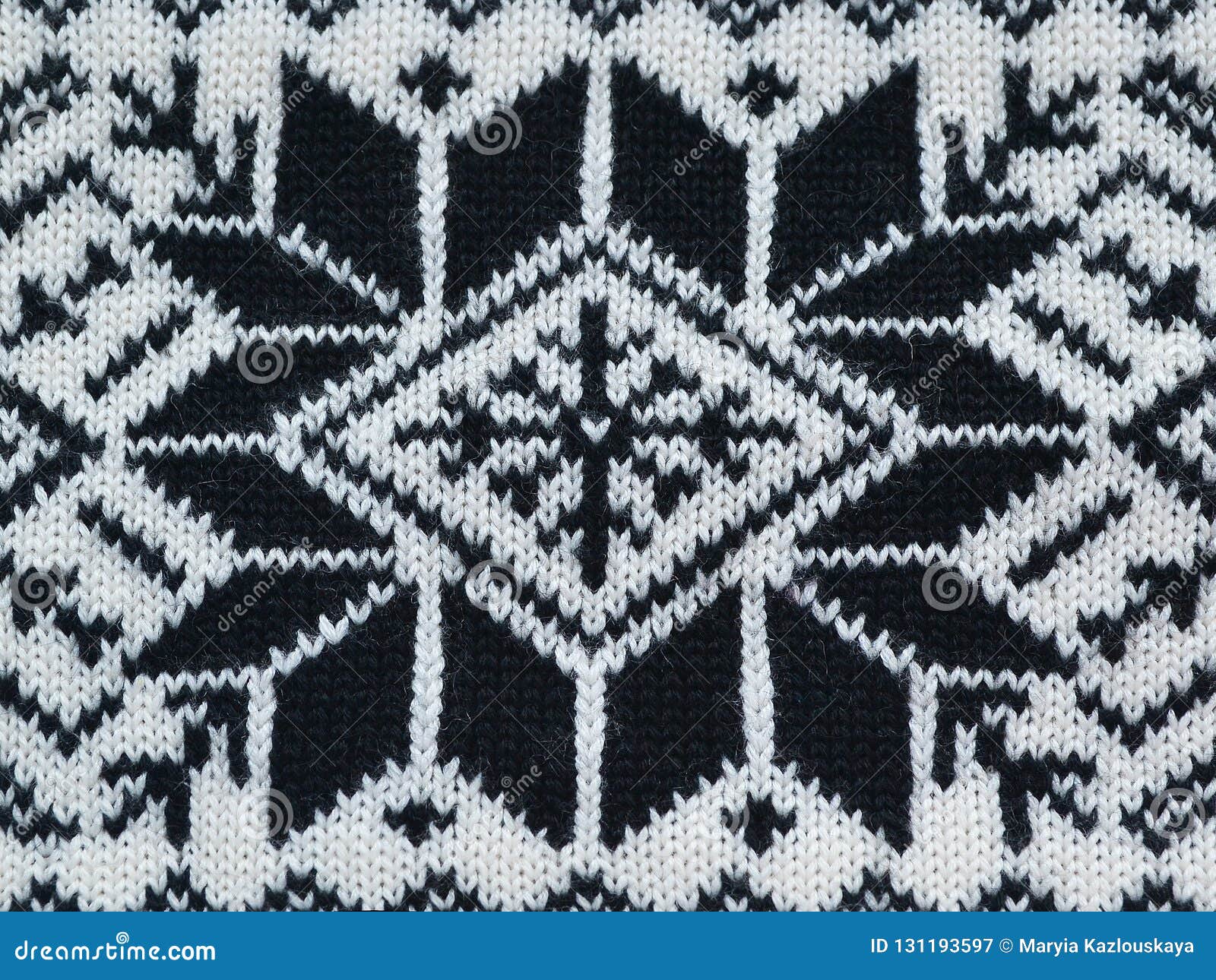 Stylized Retro Pattern Knitted with Wool of Black and White Threads ...