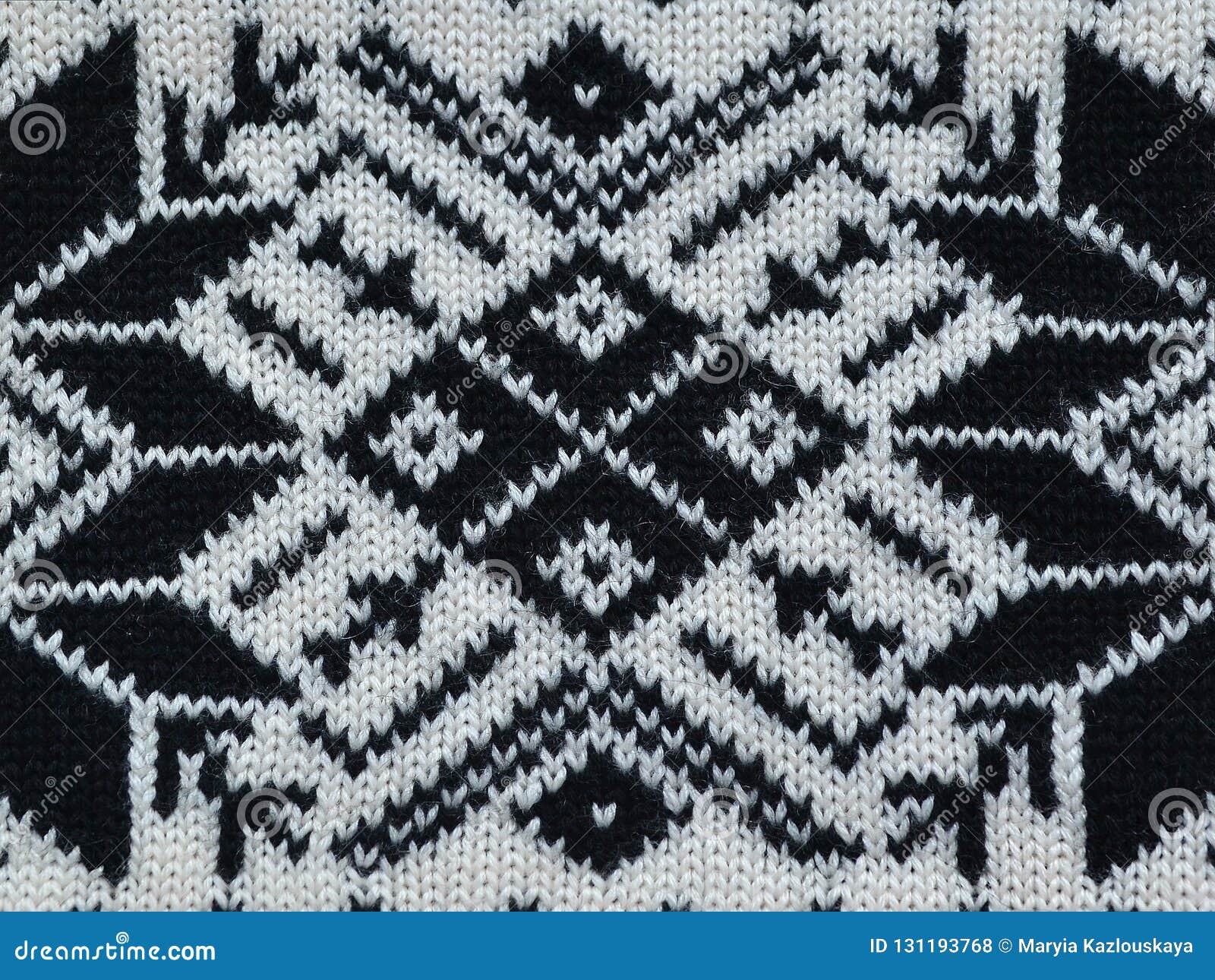 Stylized Retro Pattern Knitted with Wool of Black and White Threads ...
