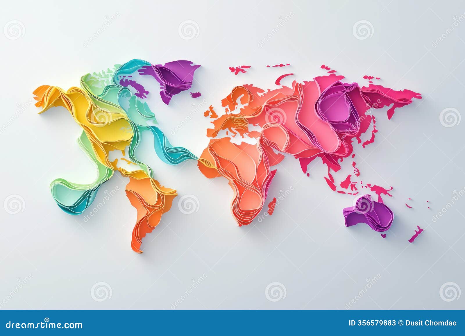 Stylized Ribbons Intertwining To Create World Map, Symbolizing Unity ...