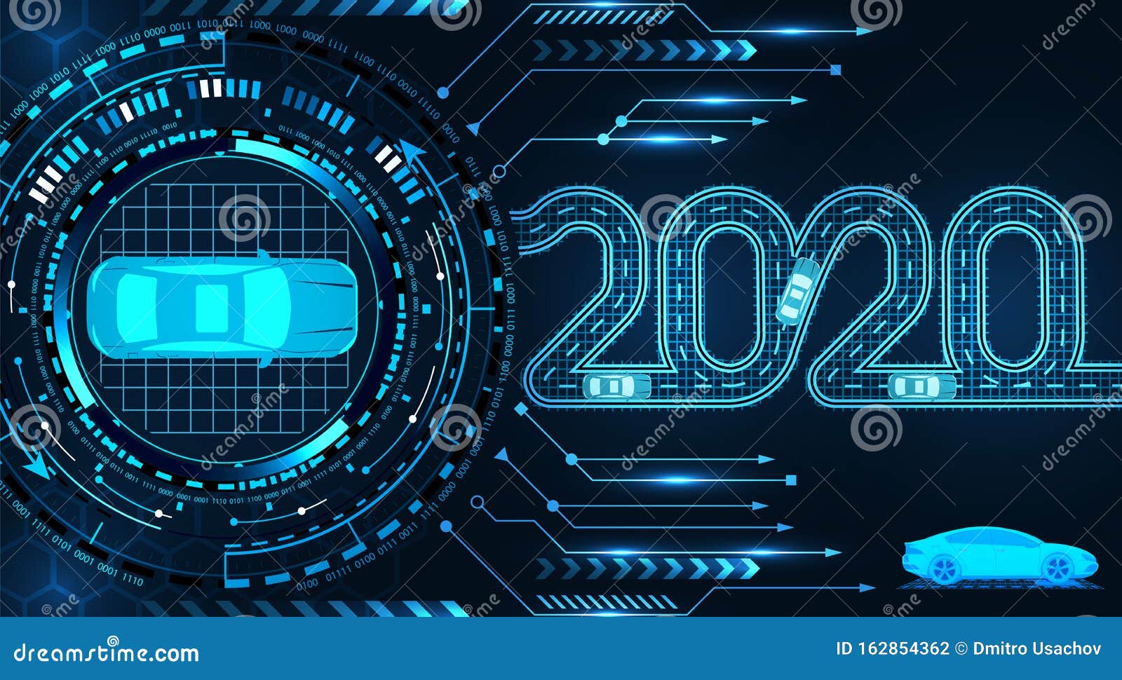 2020 Stylized for the Road. Car Service. GUI Diagnostics. Top View of ...