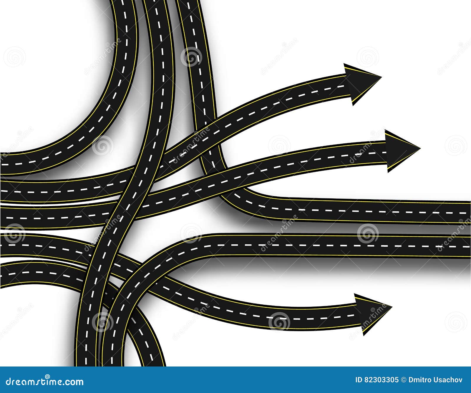 Stylized Road Junction. Highway with a Marking. 3D Shadow. the ...