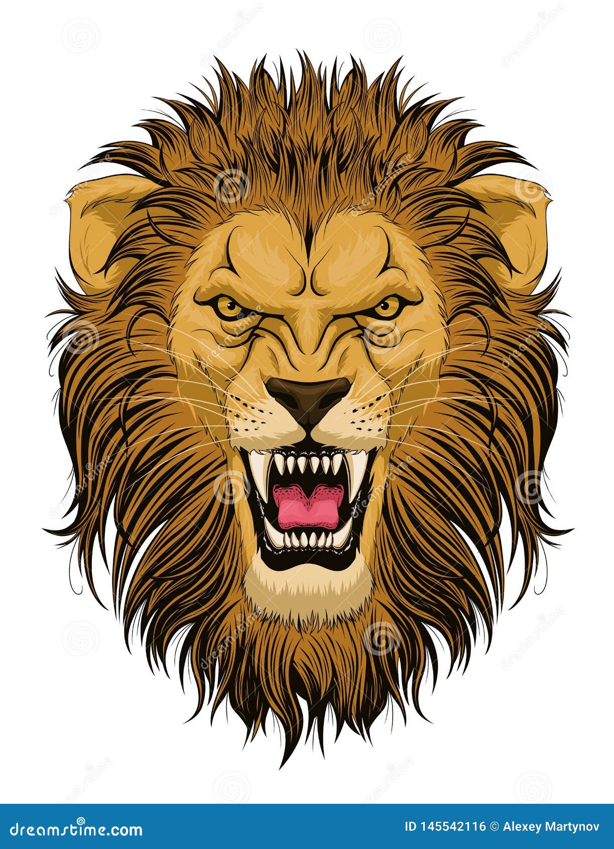 Roaring lion head stock vector. Illustration of furious - 145542116 Roaring lion head stock vector. Illustration of furious - 145542116