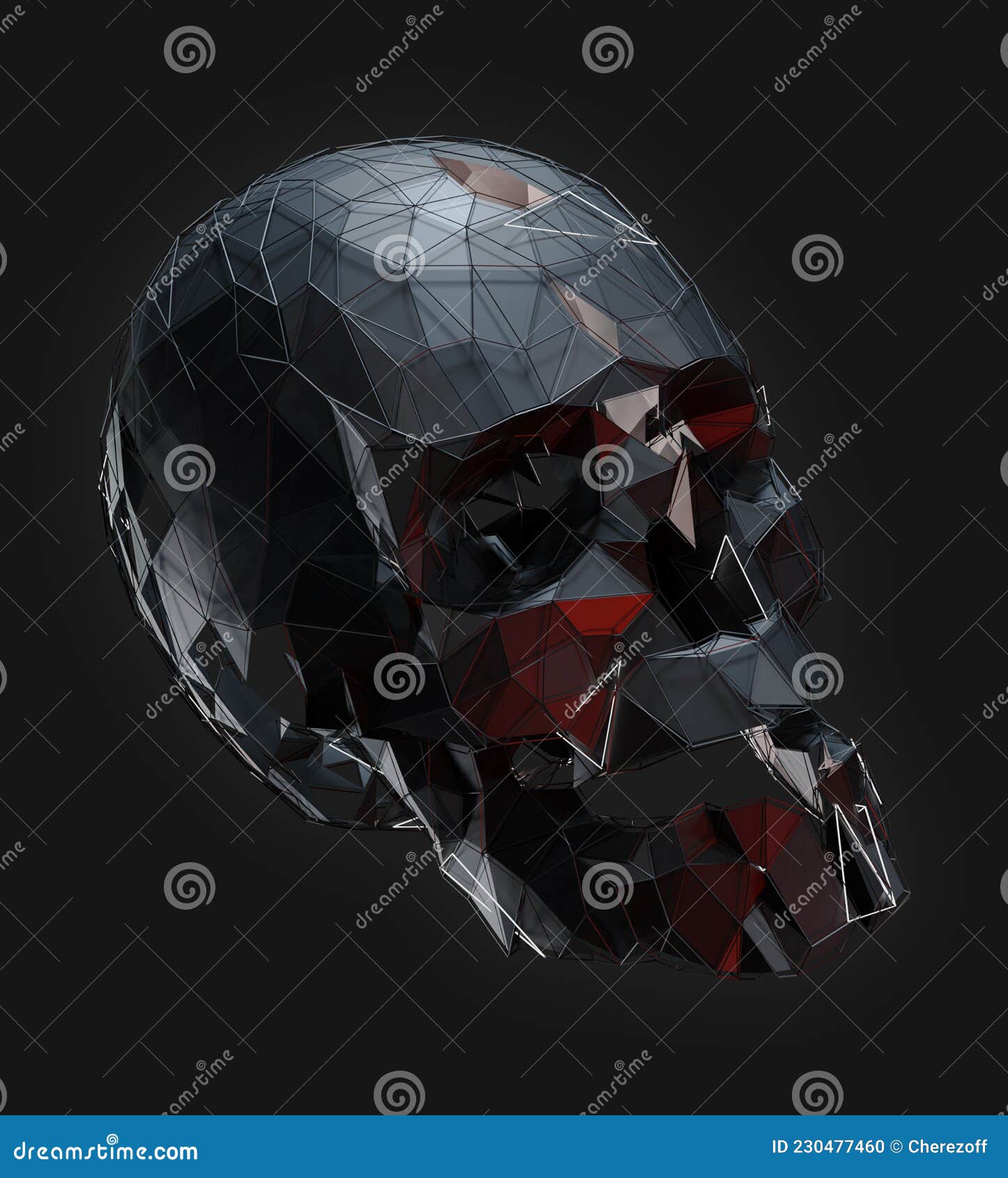 A Stylized Robot Skull with Metal Surfaces and Wrapped Wires Stock ...