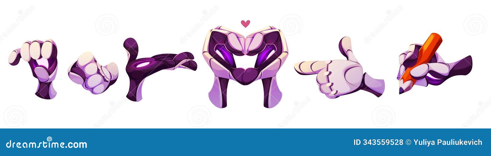 Stylized Robotic Hands with Different Gestures Stock Vector ...