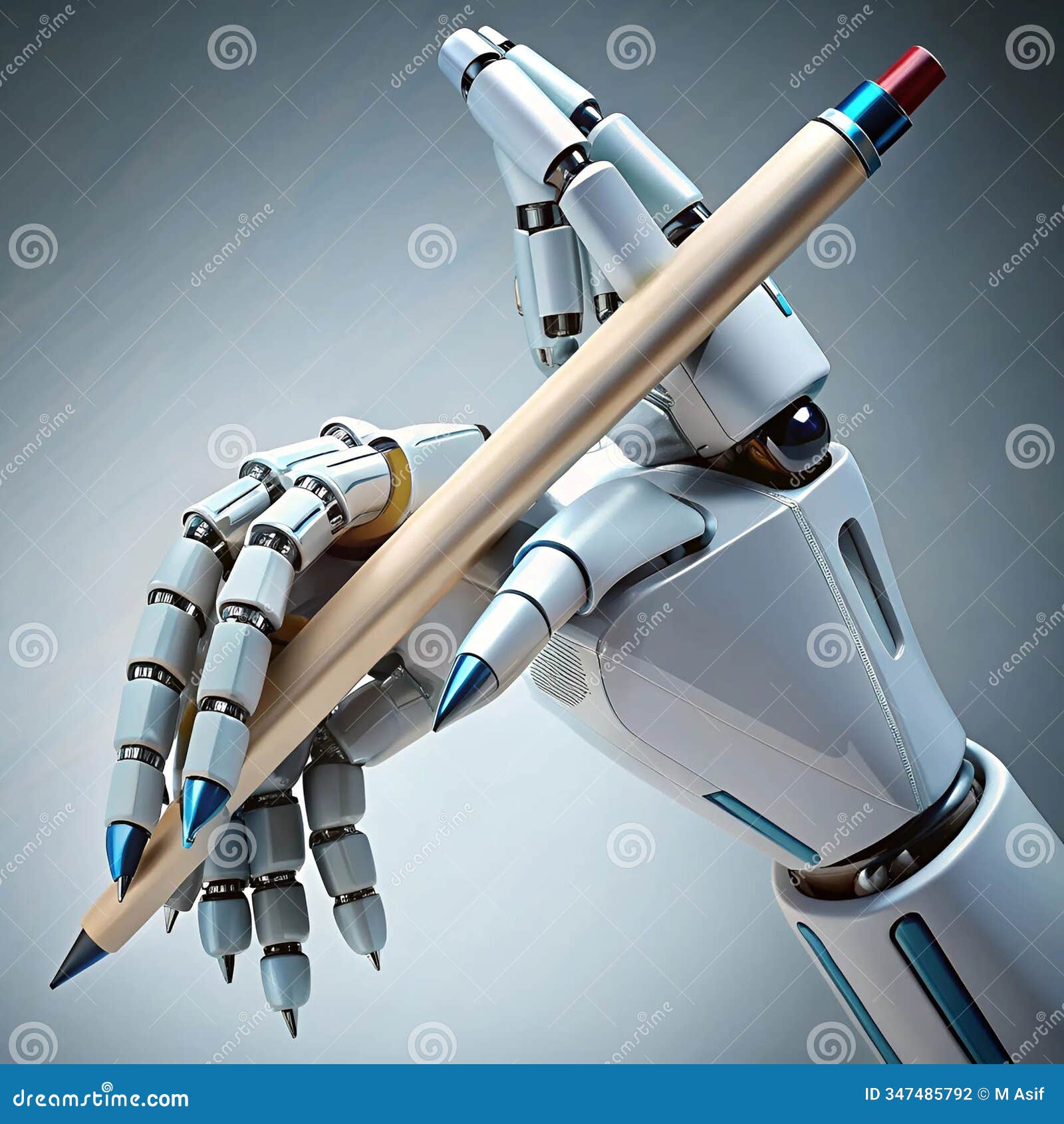 Stylized Robotic Hands in Various Gestures, Featuring Sleek Metallic ...