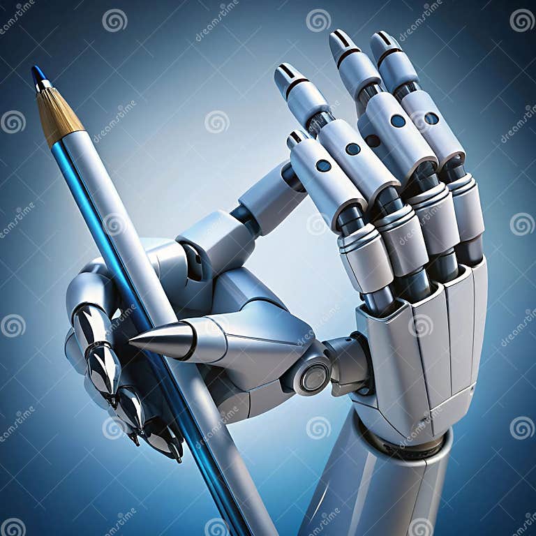 Stylized Robotic Hands in Various Gestures, Featuring Sleek Metallic ...