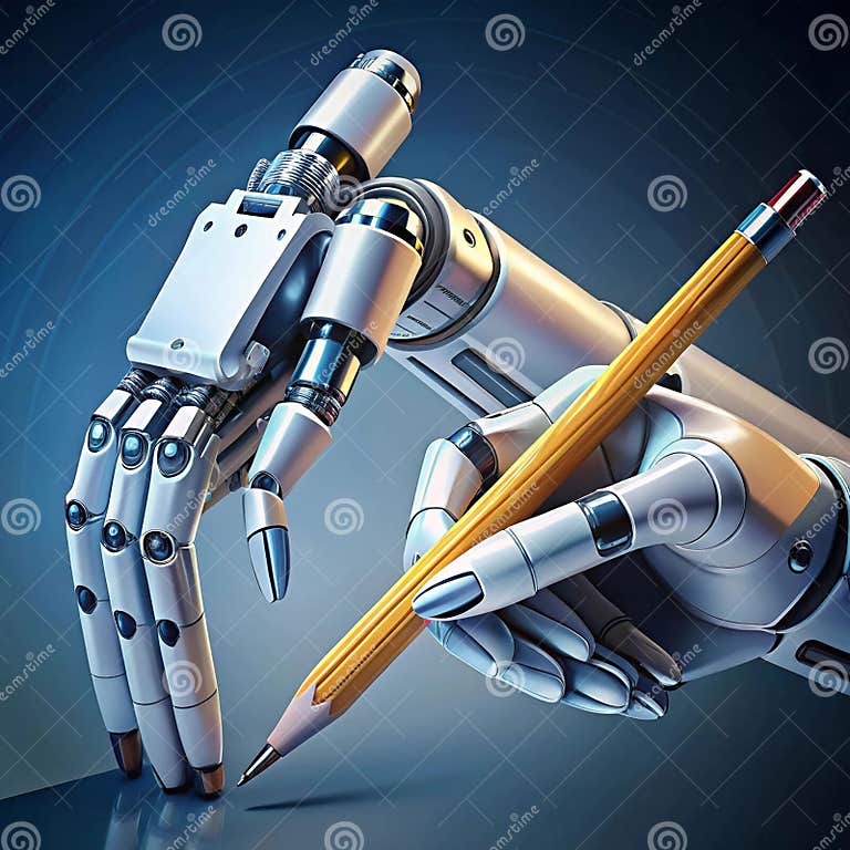 Stylized Robotic Hands in Various Gestures, Featuring Sleek Metallic ...