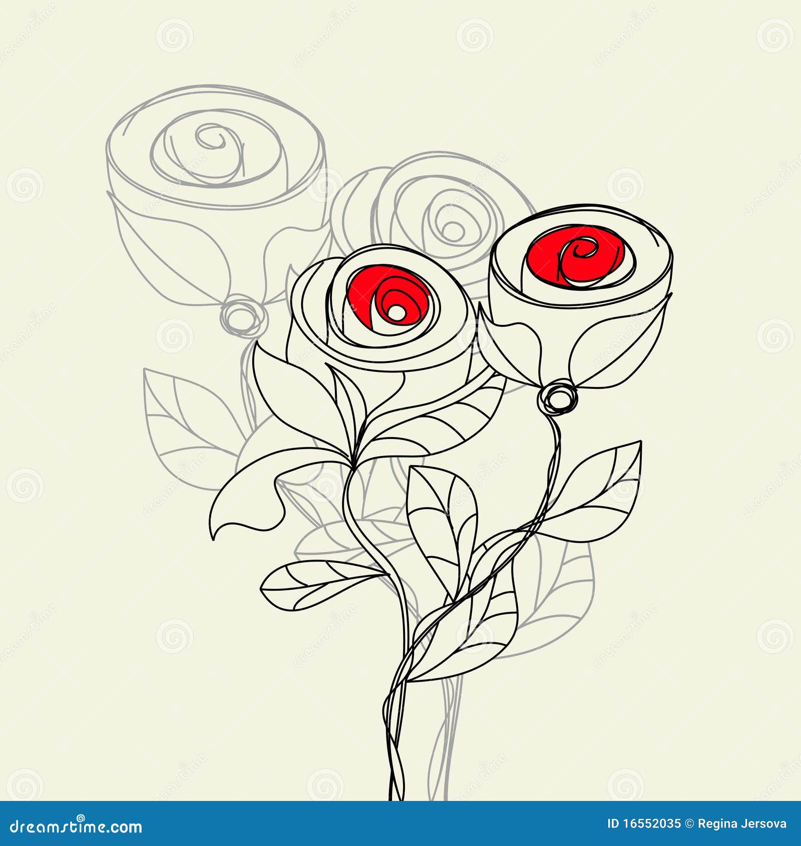 Stylized rose flowers stock vector. Illustration of decorative - 16552035