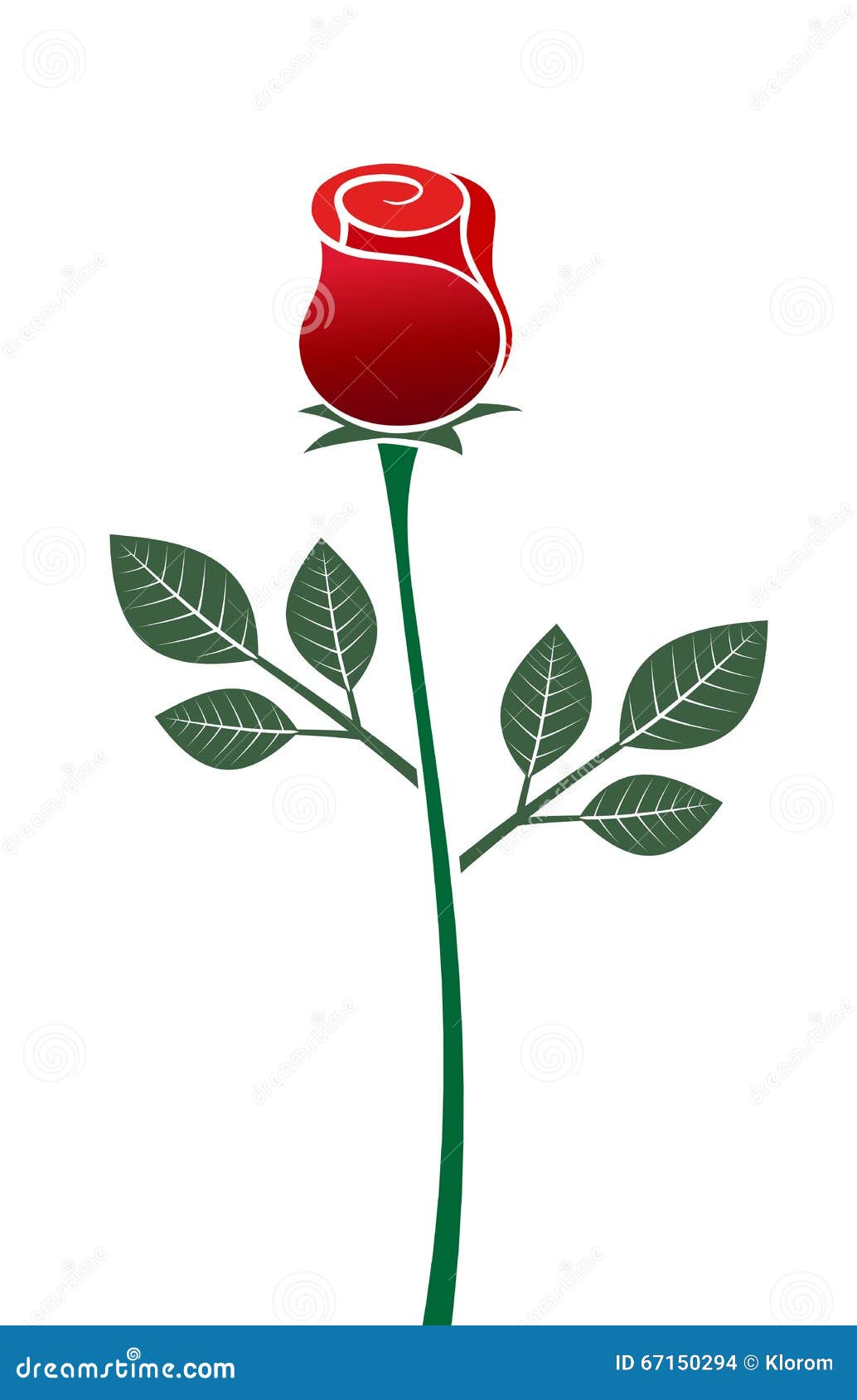 Stylized rose with leaves stock vector. Illustration of concept - 67150294