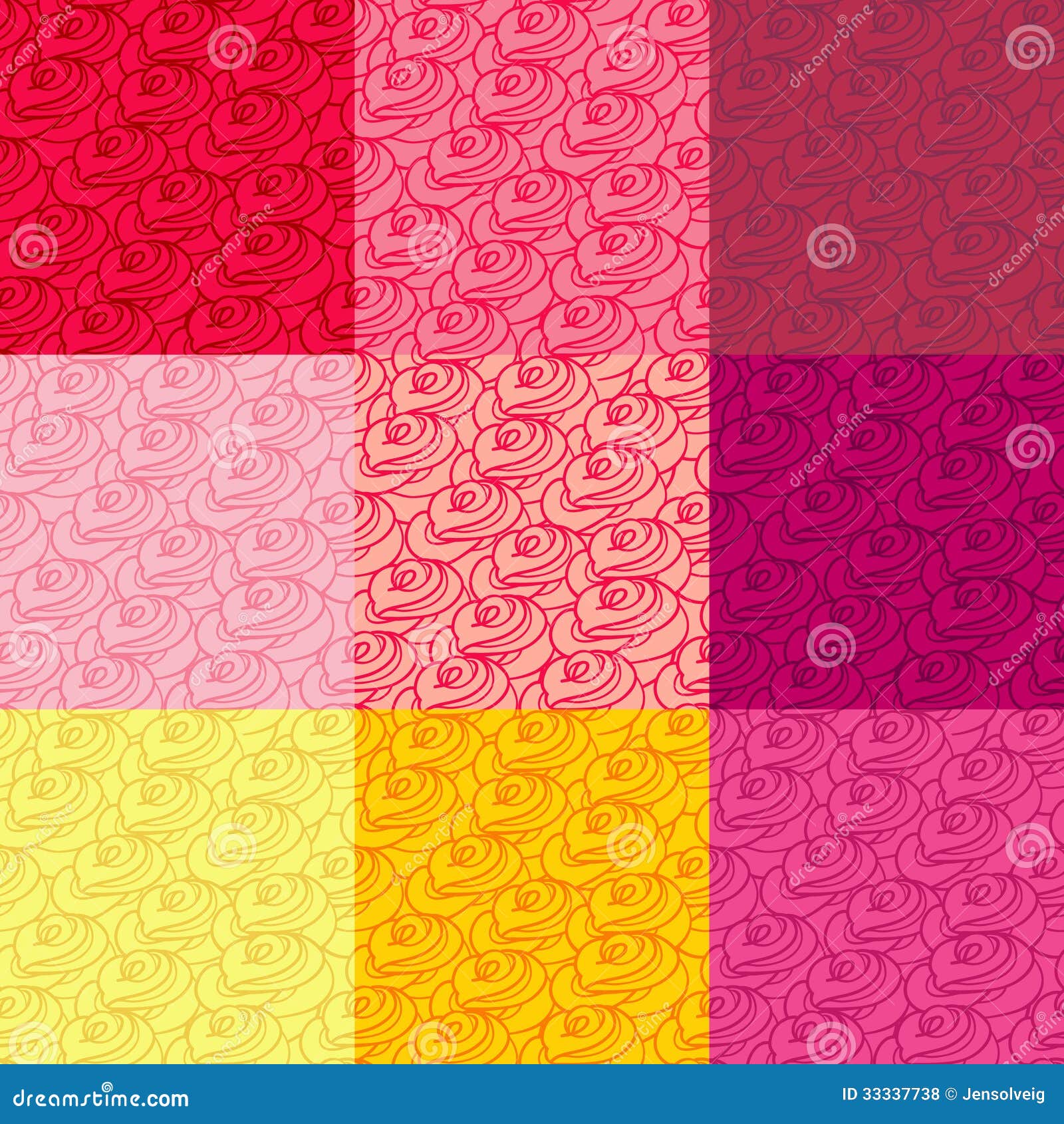 Stylized Roses Vector Seamless Pattern Collection Stock Vector ...