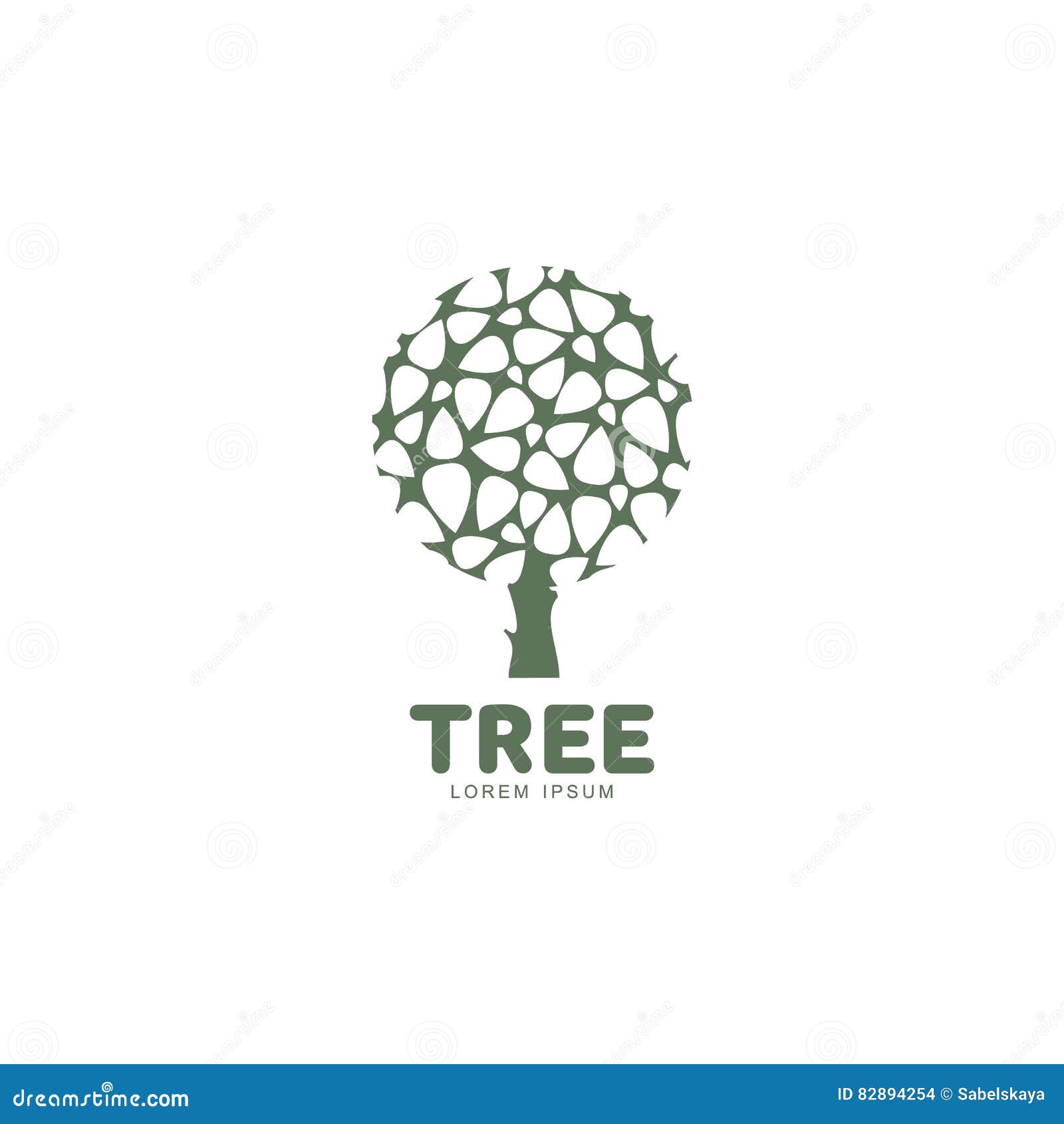 Stylized Round Shape Graphic Tree Logo Template, Vector Illustration ...