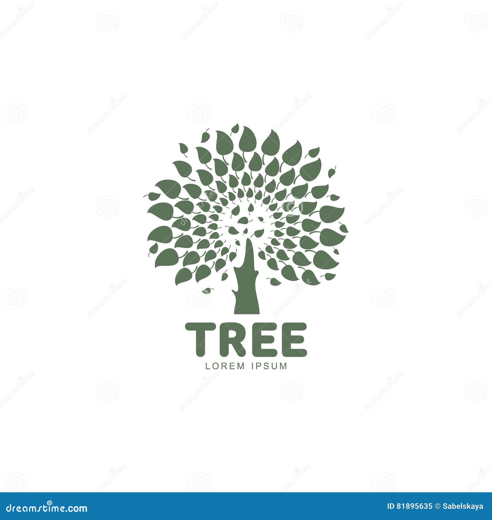 Stylized Round Shape Graphic Tree Logo Template, Vector Illustration ...
