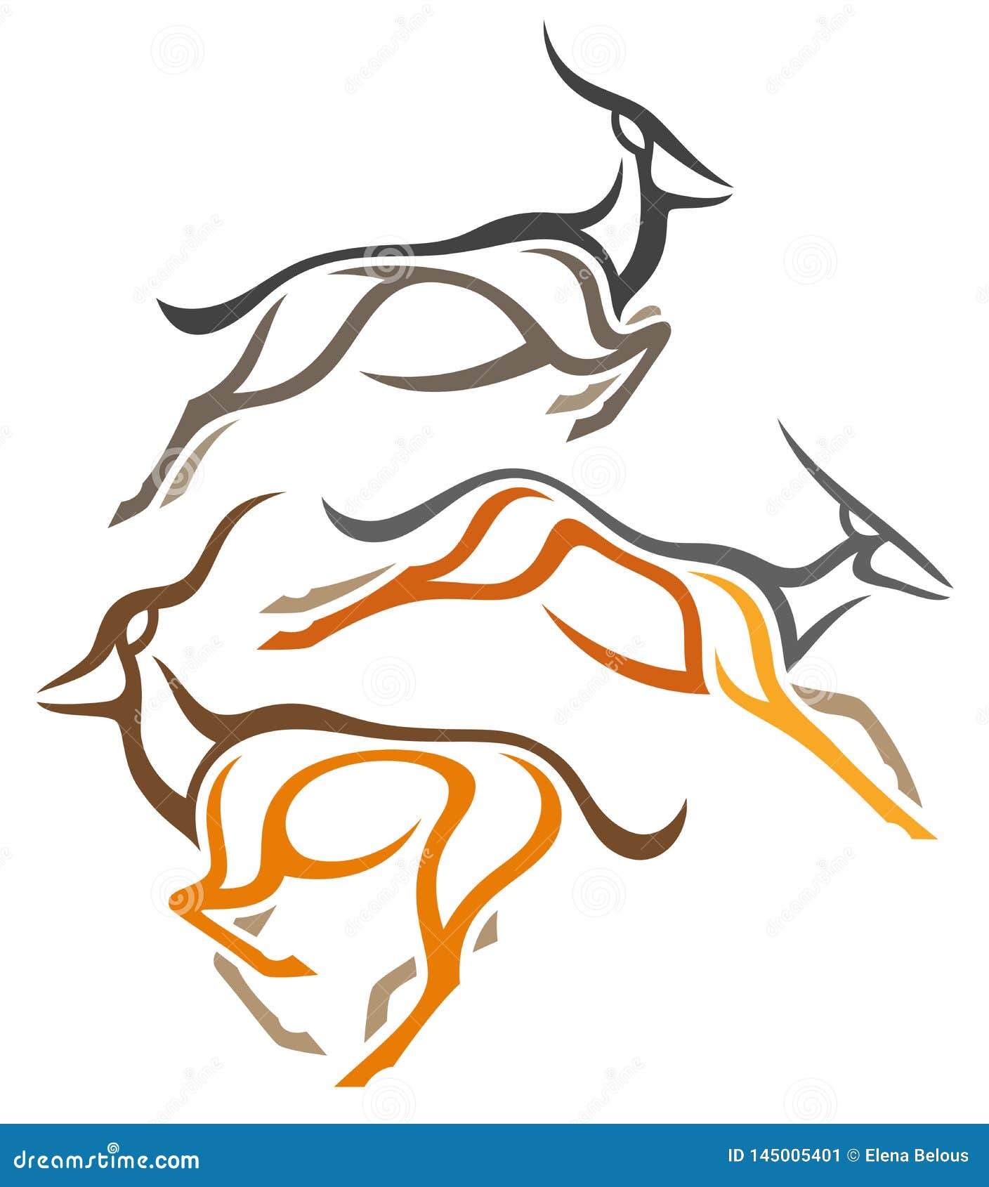 Running Antelope,vector Illustration , Black Silhouette ,profile ...