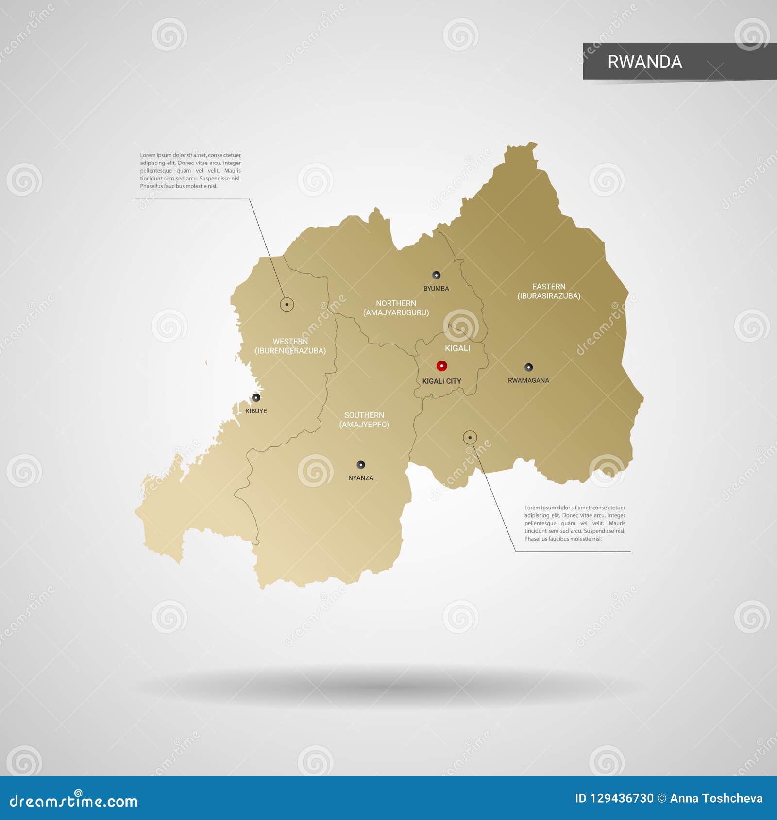 Stylized Rwanda Map Vector Illustration. Stock Vector - Illustration of ...