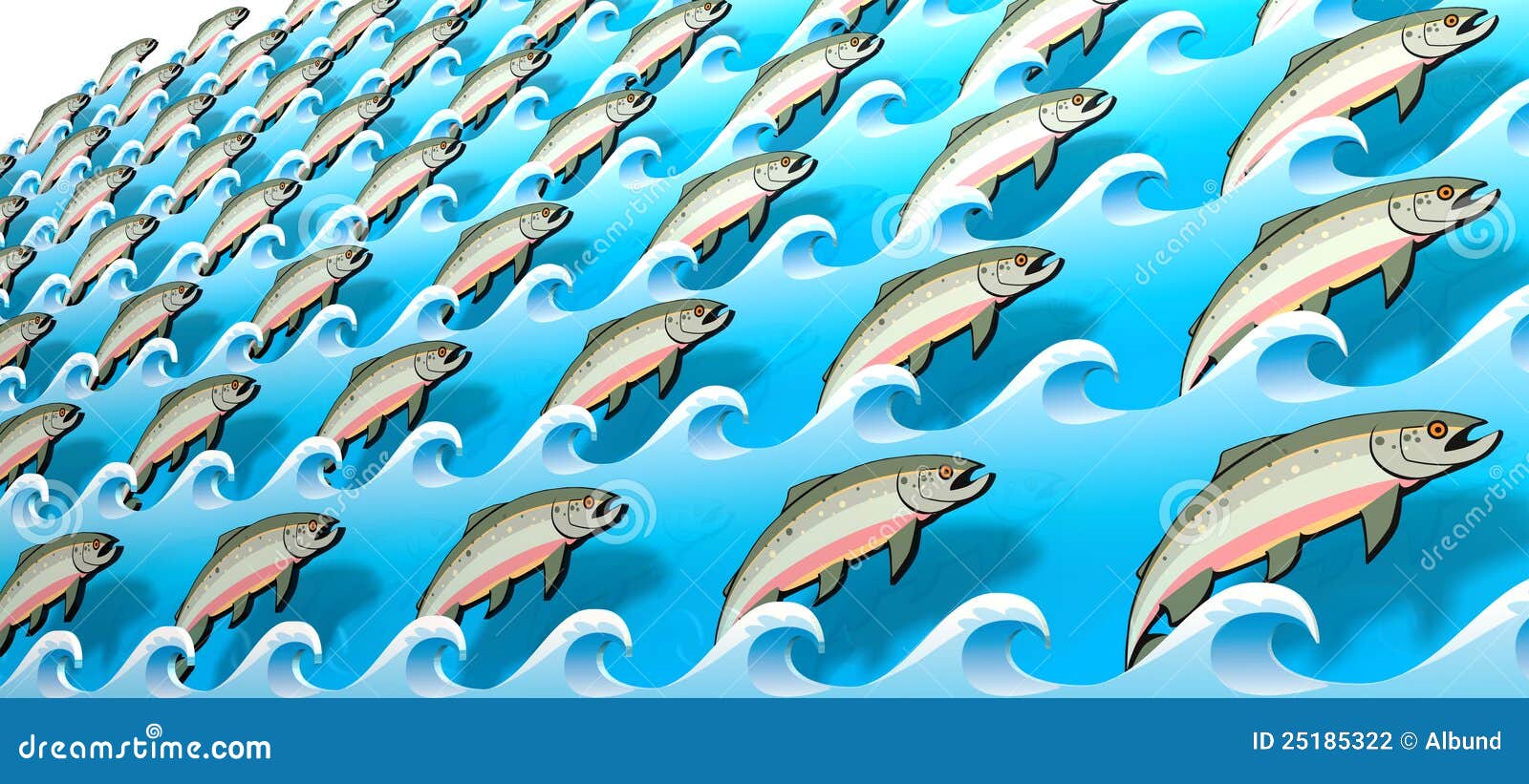 Stylized Salmon Swimming Upstream Royalty-Free Stock Image ...