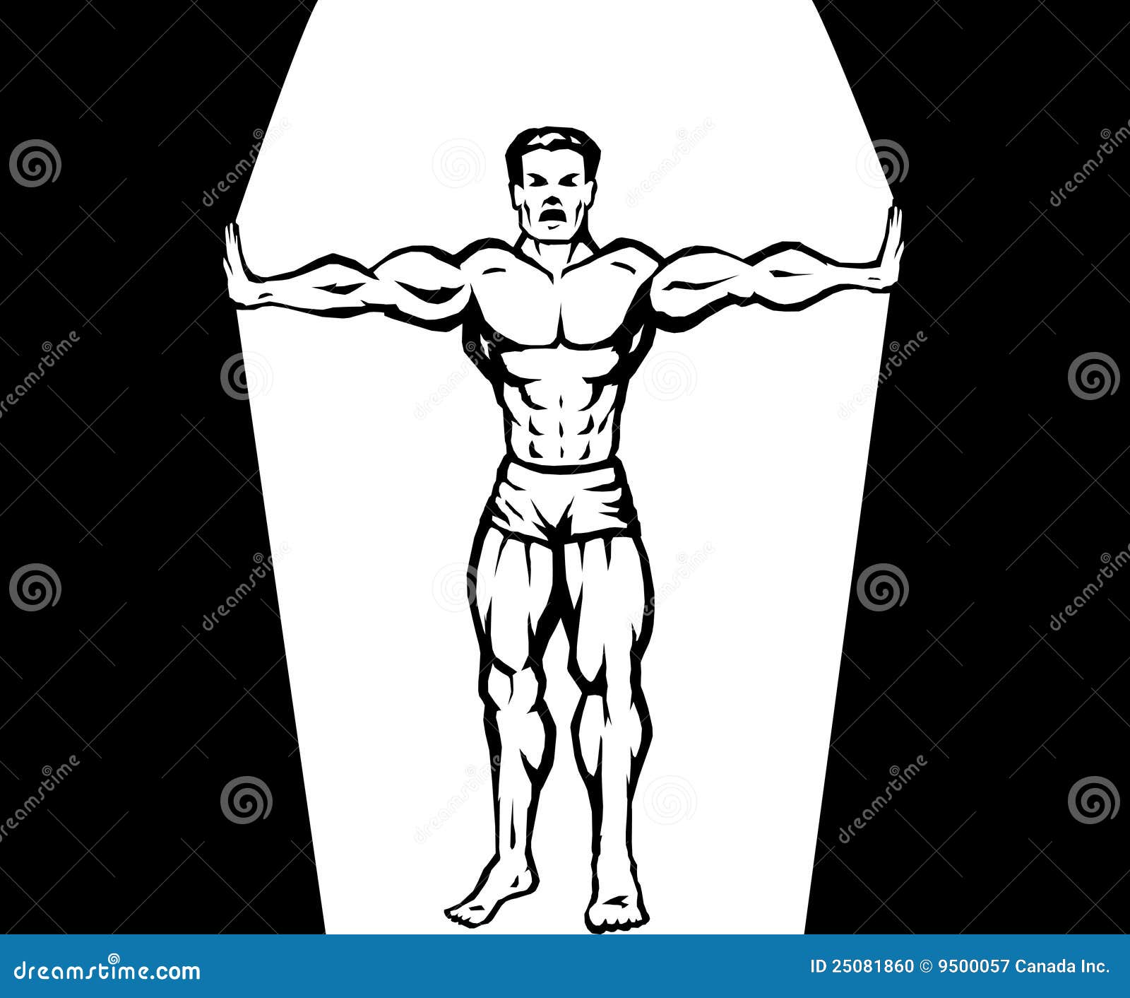 Samson Pushing The Temple Columns Pillars Vector Illustration ...