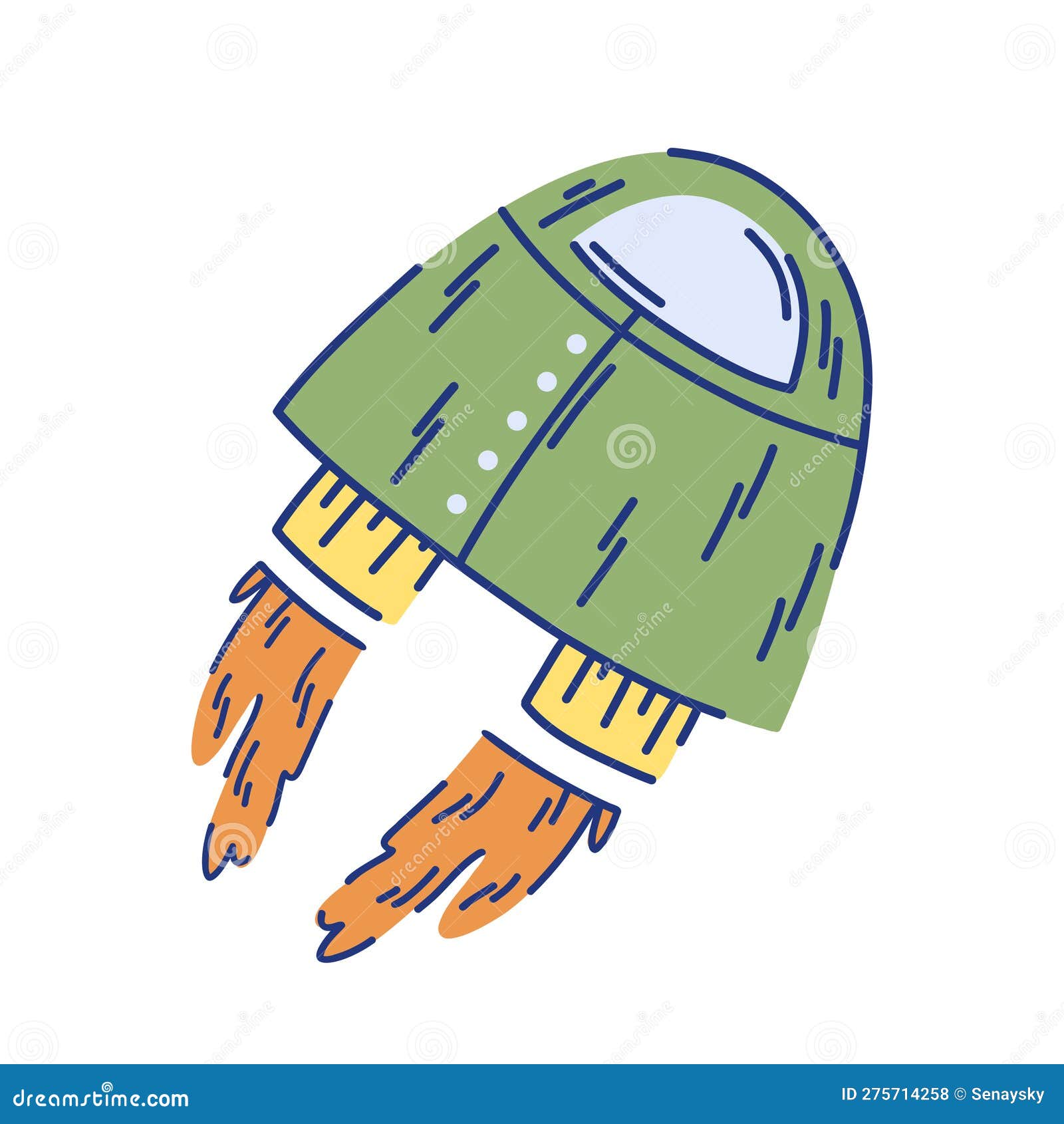 Stylized Section of a Space Rocket with Flames Escaping from Rocket ...