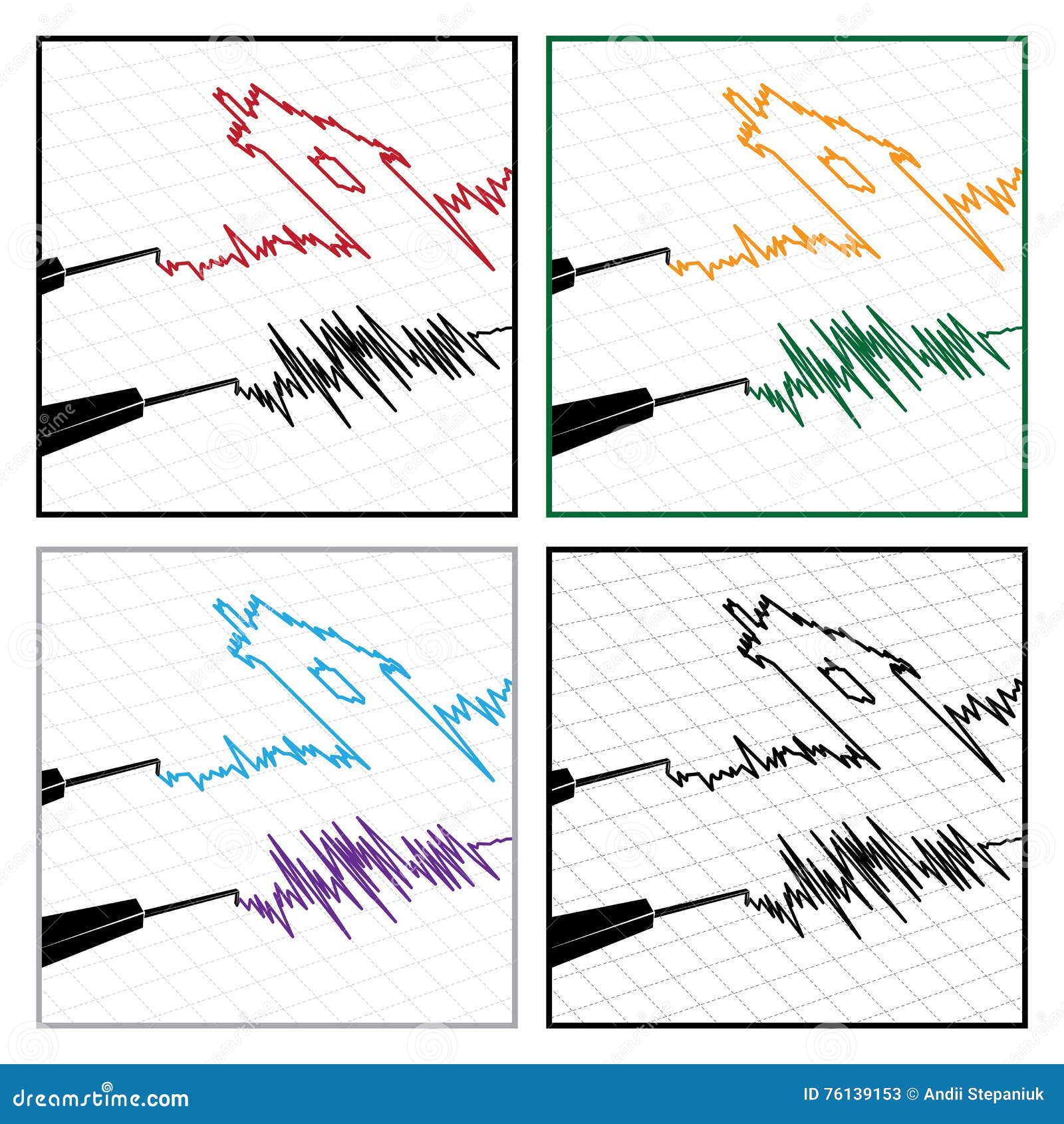 Stylized Seismograms Cartoon Vector | CartoonDealer.com #76139153