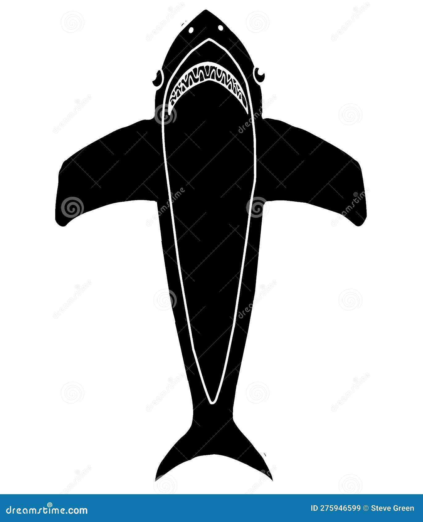 Stylized Shark Silouette Design Bottom View Stock Vector - Illustration ...