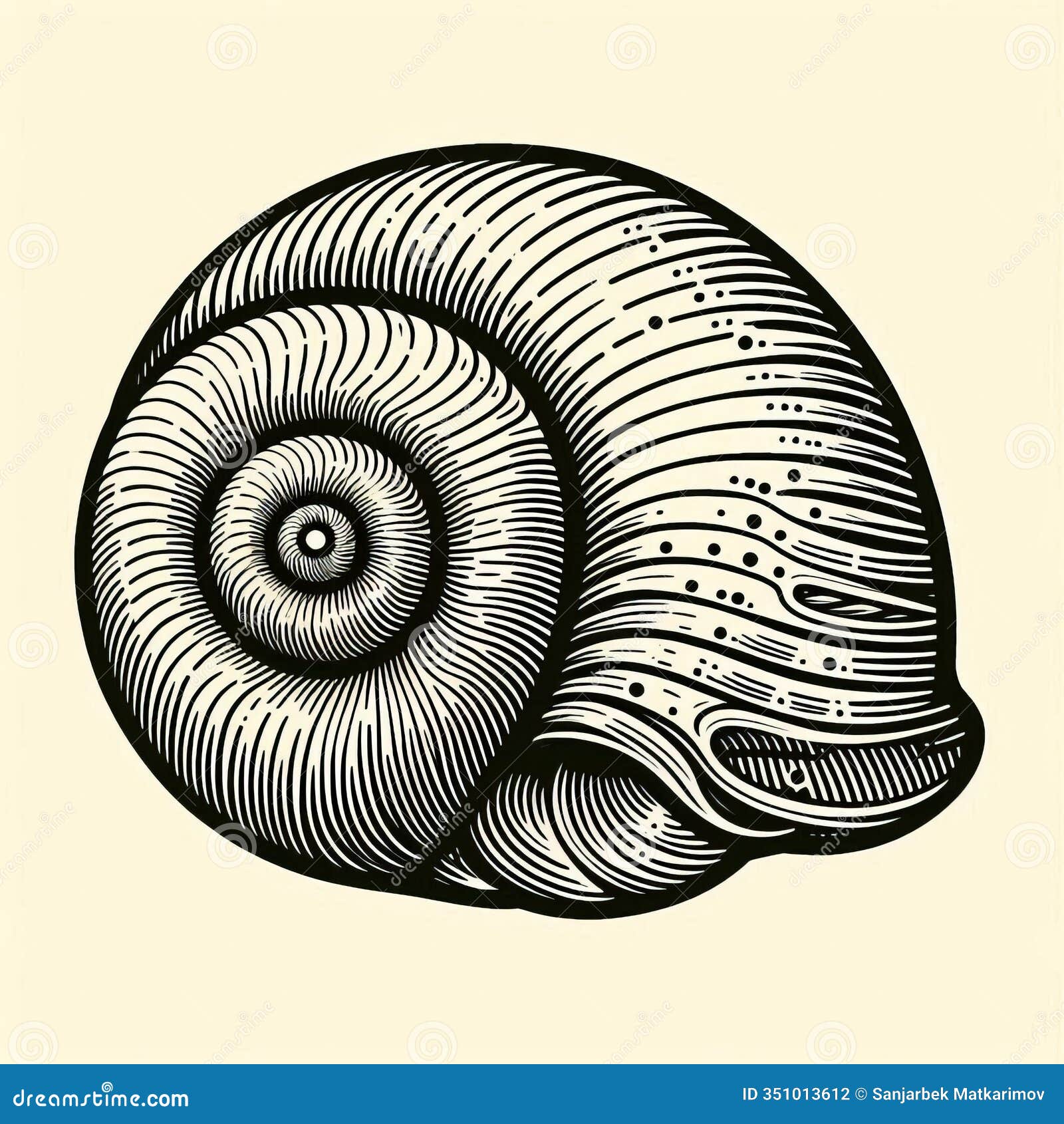 Stylized Shell a Shell with Its Basic Spiral Form Outlined Focus Stock ...