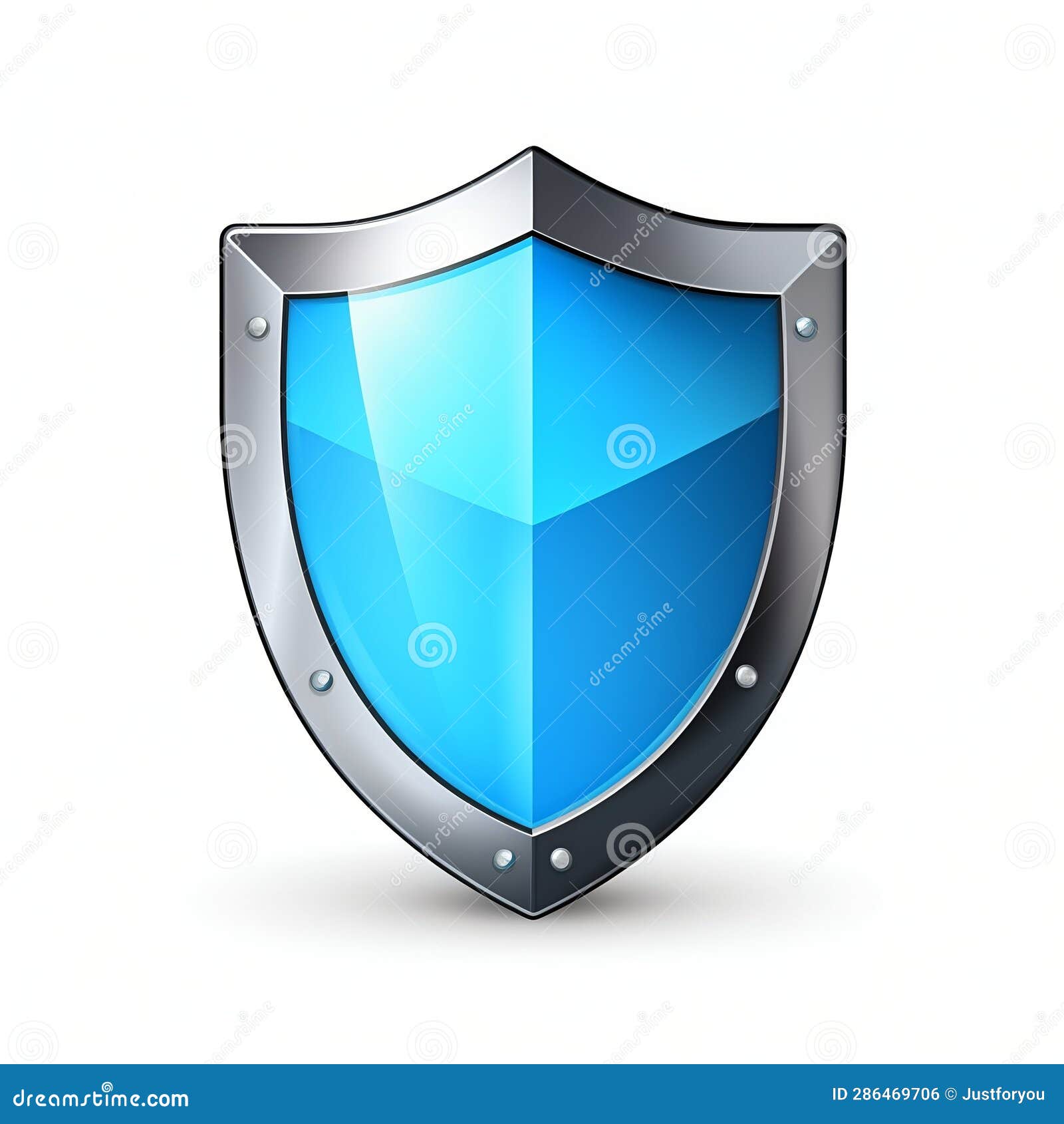 Stylized Shiny Security Shield Icon Isolated on White Background ...