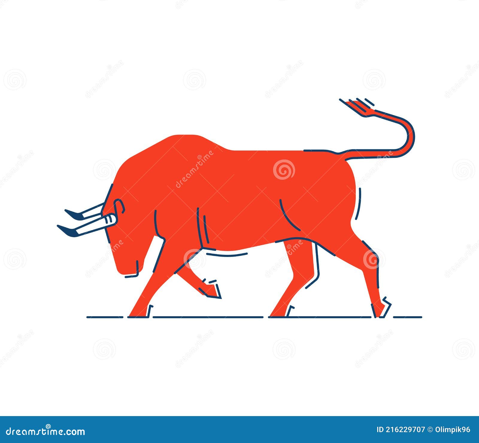 Stylized Silhouette of the Butting Up Bull. Stock Vector - Illustration ...