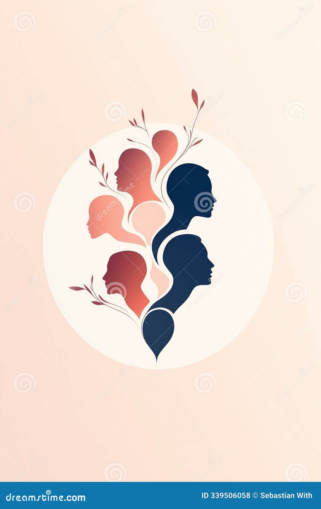 Stylized Silhouettes of Diverse Faces Intertwined with Floral Elements ...