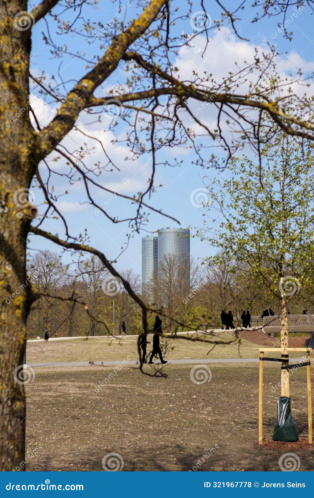 .Stylized Silhouettes of People Walking in a Modern Park Stock Photo ...