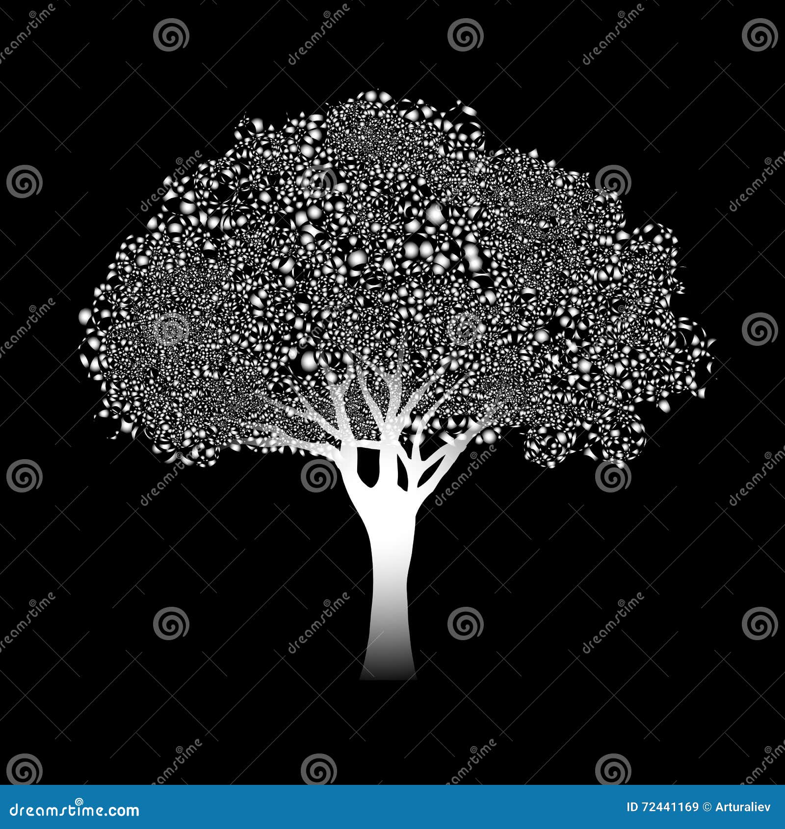 Stylized silver tree stock illustration. Illustration of black - 72441169