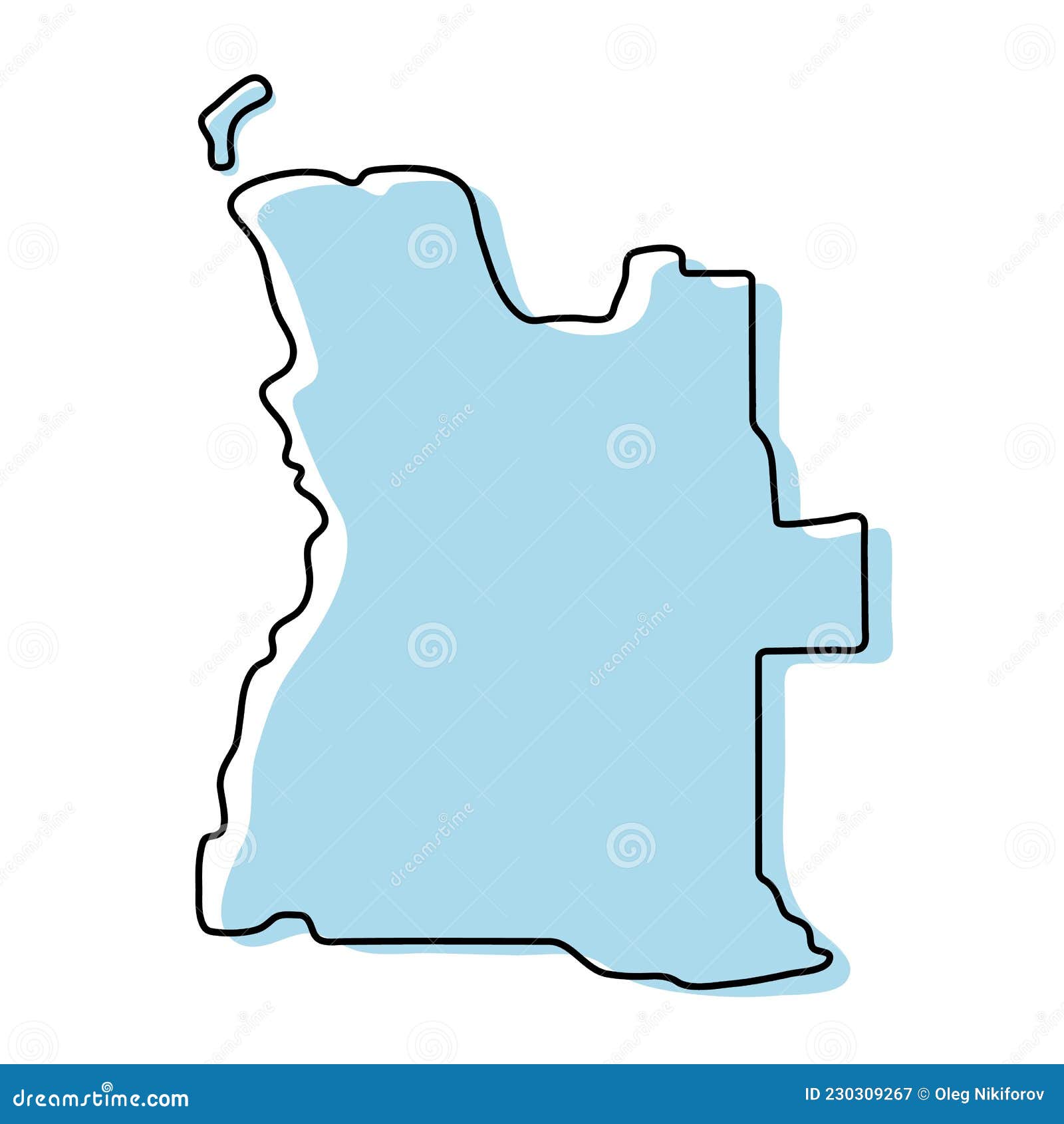Stylized Simple Outline Map Of Angola Icon. Blue Sketch Map Of Angola ...