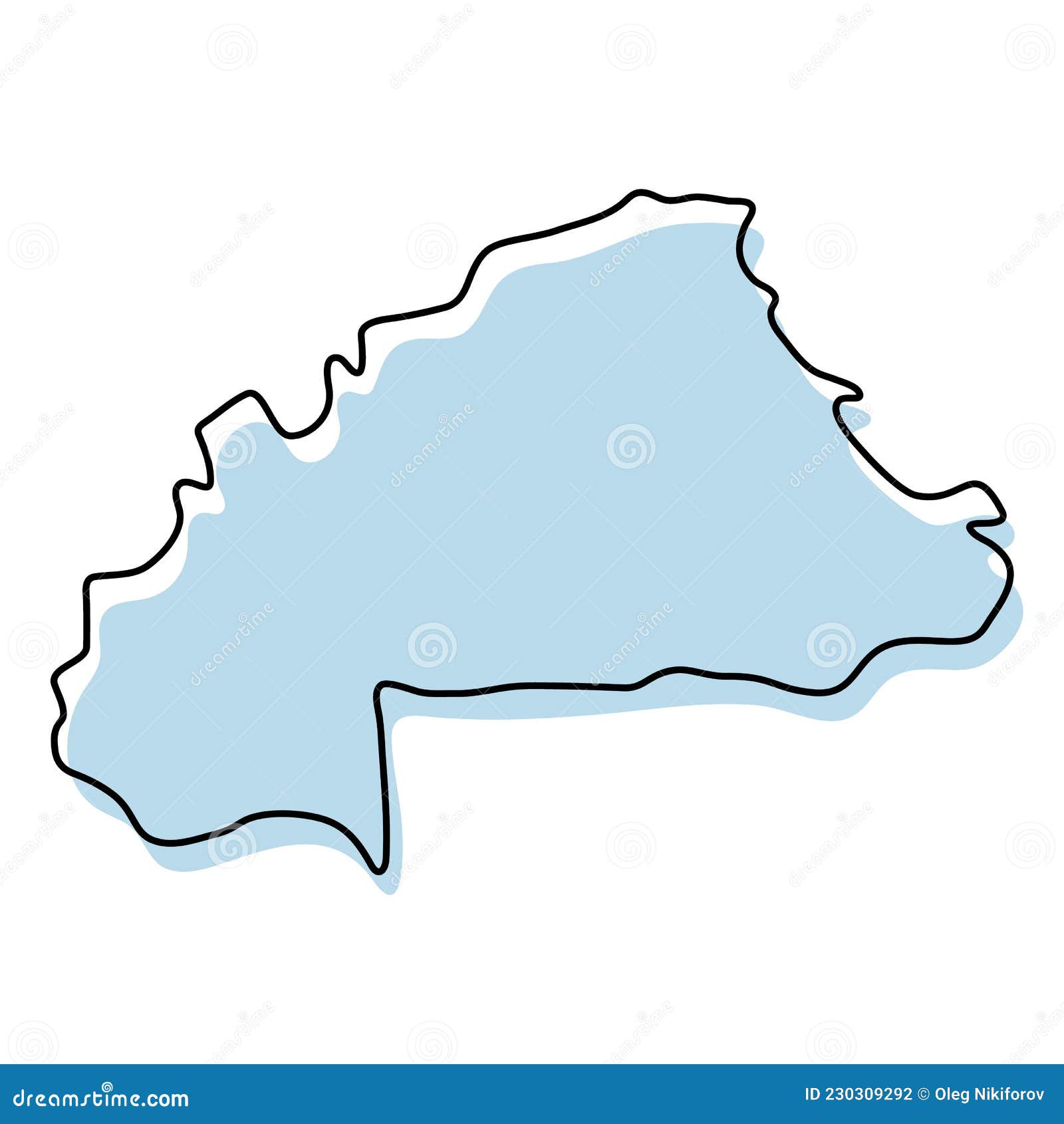 Stylized Simple Outline Map Of Burkina Faso Icon Blue Sketch Map Of